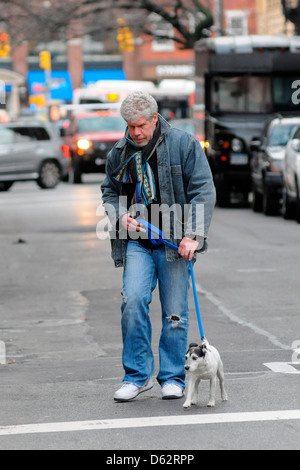Ron Perlman walking his dog in the East Village Featuring: Ron Perlman ...