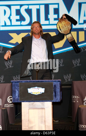 Adam Joseph Copeland aka Edge at a press conference with WWE superstars ...