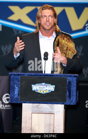 Adam Joseph Copeland aka Edge attends a press conference with WWE ...