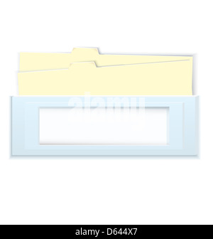 Raster illustration blue box with copy space and yellow folders ...