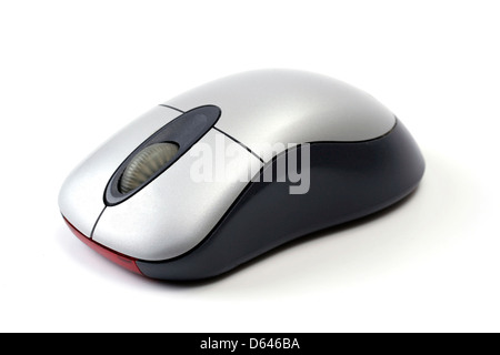 Single wireless mouse of desktop computer, front view, isolated on ...