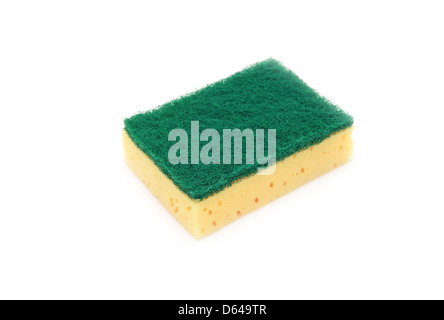 One kitchen sponge, macro, isolated on white background Stock Photo - Alamy