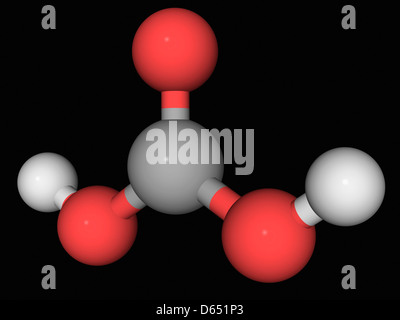 Carbonic acid. Molecular model of the weak acid known as carbonic acid ...