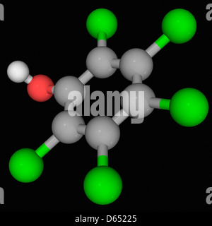 Pentachlorophenol (PCP) pesticide and disinfectant molecule. Often used ...