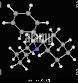 phencyclidine (PCP, angel dust) recreational drug, molecular model ...