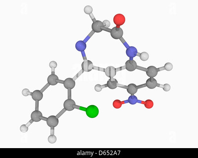 Clonazepam benzodiazepine drug molecule, illustration Stock Photo - Alamy