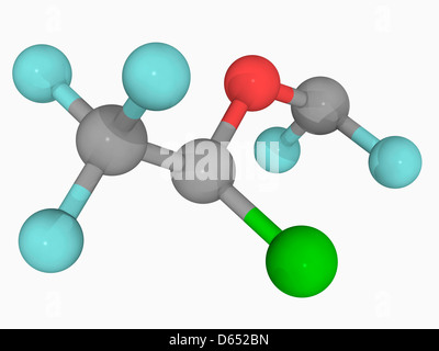 Isoflurane. Molecular model of the halogenated ether isofluorane (C3.H2 ...
