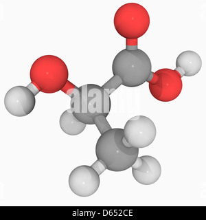 Lactic acid (milk acid, L-lactic acid) molecule, chemical structure ...