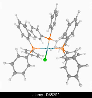 Wilkinson's catalyst. Molecular model of the metal complex and co ...