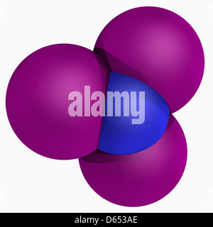 Nitrogen triiodide. Molecular model of the explosive chemical nitrogen ...