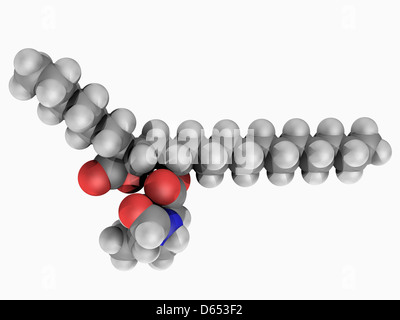Orlistat obesity drug, chemical structure. Conventional skeletal ...