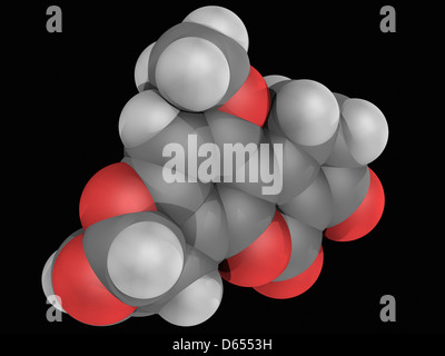 Aflatoxin B1, molecular model of mycotoxin and close-up view of ...