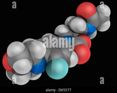 Linezolid antibiotic drug, molecular model Stock Photo - Alamy