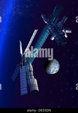 Futuristic space station, illustration Stock Photo - Alamy