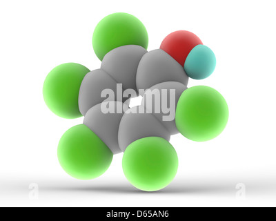 Pentachlorophenol (PCP) pesticide and disinfectant molecule. Often used ...