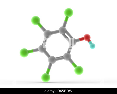 Pentachlorophenol (PCP) pesticide and disinfectant molecule. Often used ...