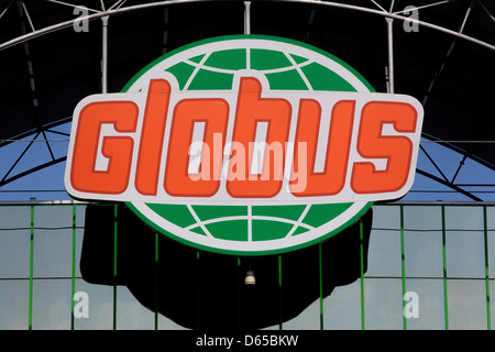 Globus logo supermarket sign Prague Czech Republic Stock Photo - Alamy