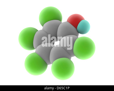 Pentachlorophenol (PCP) pesticide and disinfectant molecule. Often used ...