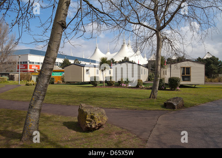 Guest accommodation buildings and chalets, Butlins Minehead UK Stock ...