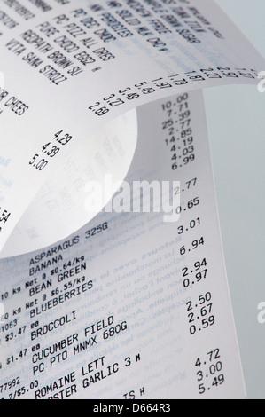 Grocery Receipts rolled up together Stock Photo - Alamy