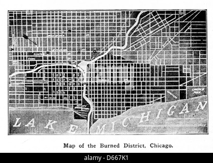 This map of Chicago from 1871 shows the 'Burnt District' after the ...