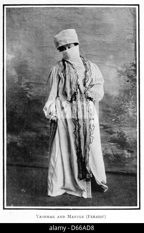 A 1913 photograph of a Turkish woman wearing a yashmak, a traditional ...
