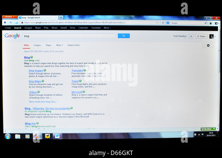 Image of a computer screen showing the Bing search engine homepage ...