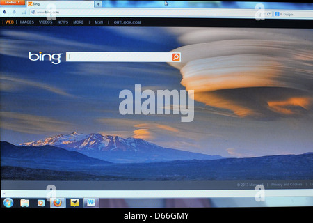 Image of a computer screen showing the Bing search engine homepage ...