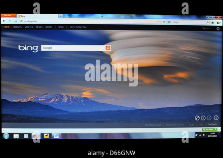Image of a computer screen showing the Bing search engine homepage ...