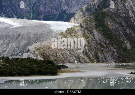 The Pia Glacier flows into Garibaldi Fjord off the Strait of Magellan ...