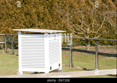 A Stevenson Screen used to hold and shield meteorological instruments ...
