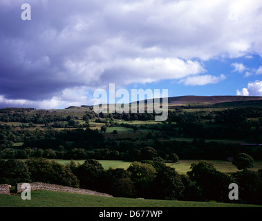 Carperby Moor above the village of Carperby Wensleydale Yorkshire Dales ...