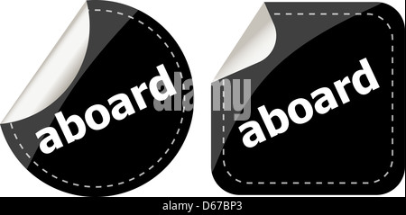 aboard word stickers set icon button isolated on white Stock Photo - Alamy