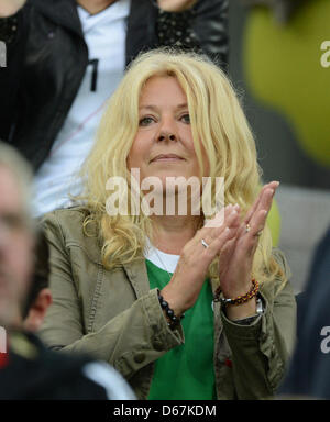 Daniela Loew, wife of German coach Joachim Loew, on the stand prior to ...