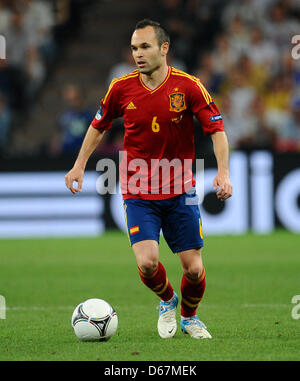 Spain's Andres Iniesta controls the ball during the UEFA EURO 2012 ...