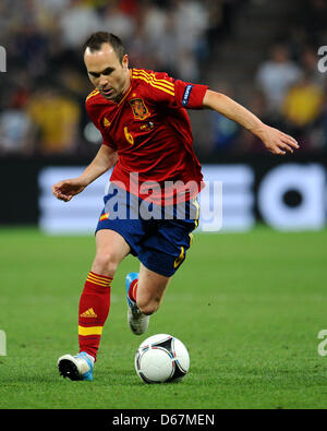 Spain's Andres Iniesta controls the ball during UEFA EURO 2012 group C ...