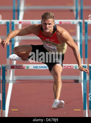 Pascal Behrenbruch of Germany runs during the Decathlon 400m event of ...