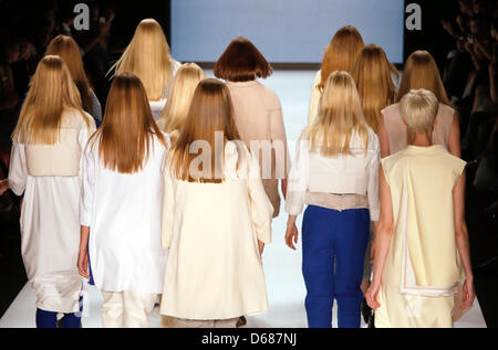 Models present creations at the Steven Tai show during the Mercedes ...