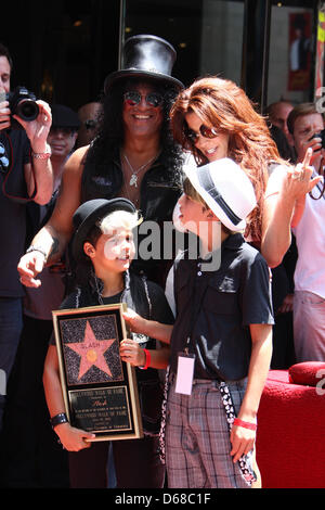 US musician Slash, his wife Perla Ferrar and sons Cash Anthony Hudson ...