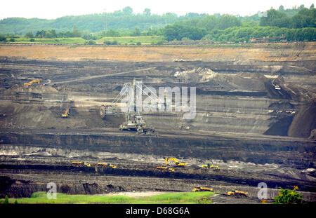 A digger mines lignite in the strip mine in Schoeningen, Germany, 11 ...