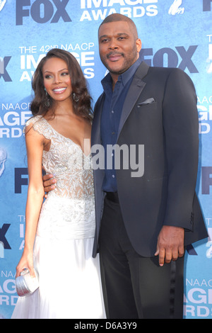 Tyler Perry, wife at arrivals for 42nd NAACP Image Awards, Shrine ...