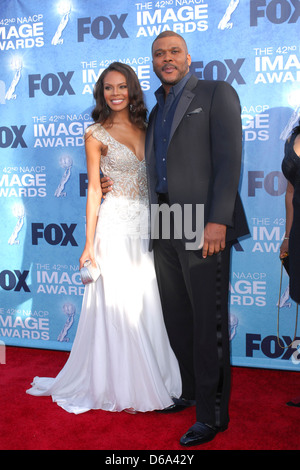 Tyler Perry, wife at arrivals for 42nd NAACP Image Awards, Shrine ...