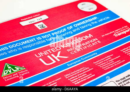 DVLA vehicle registration document Stock Photo - Alamy