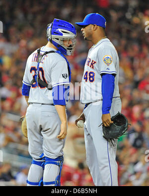 New York Mets catcher Francisco Alvarez (4) in the second inning of a ...