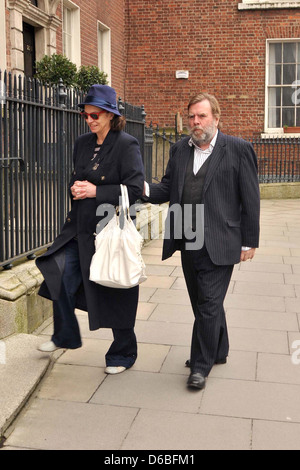 Timothy Spall and his wife Shane Spall are seen taking a walk in Dublin ...