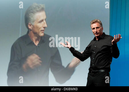 President of the Swiss company Logitech, Bracken P. Darrell, speaks at ...