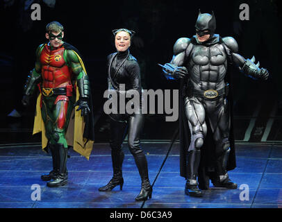 Kamran Darabi-Ford as Robin (L) and Sam Heughan as Batman are pictured ...
