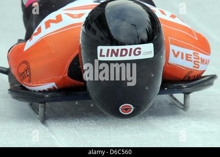 German skeleton pilot Frank Rommel in action during the Skeleton World ...