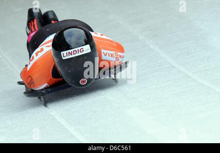 German skeleton pilot Frank Rommel in action during the Skeleton World ...