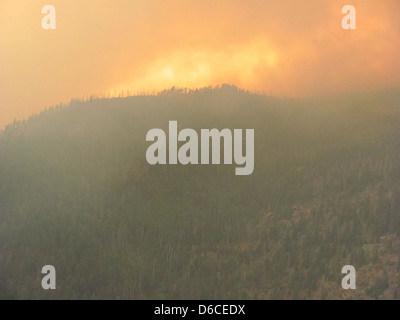 This aerial view shows the Las Conchas fire, a significant wildfire in ...